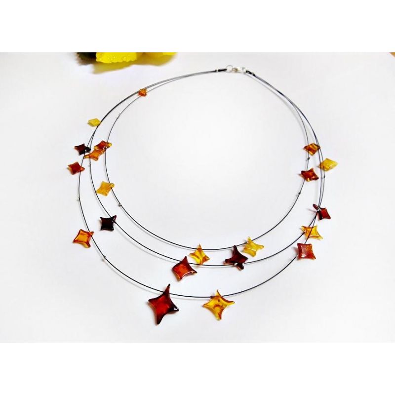 Bernsteinkette | Damen Bernstein Stern Halskette | echt-silber